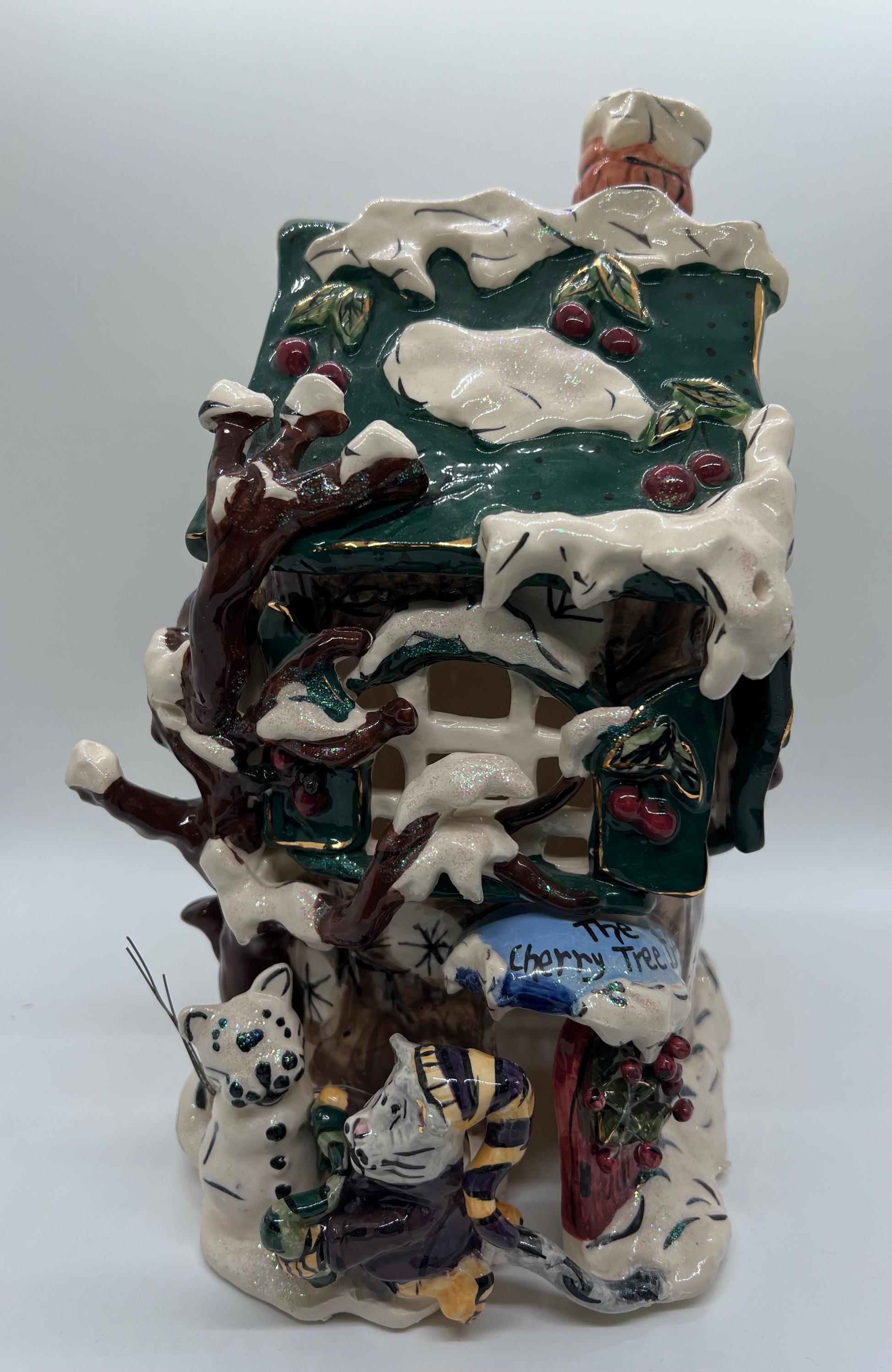 Blue Sky Clayworks “the Cherry Tree Inn” Heather Goldminc Tea Light ...
