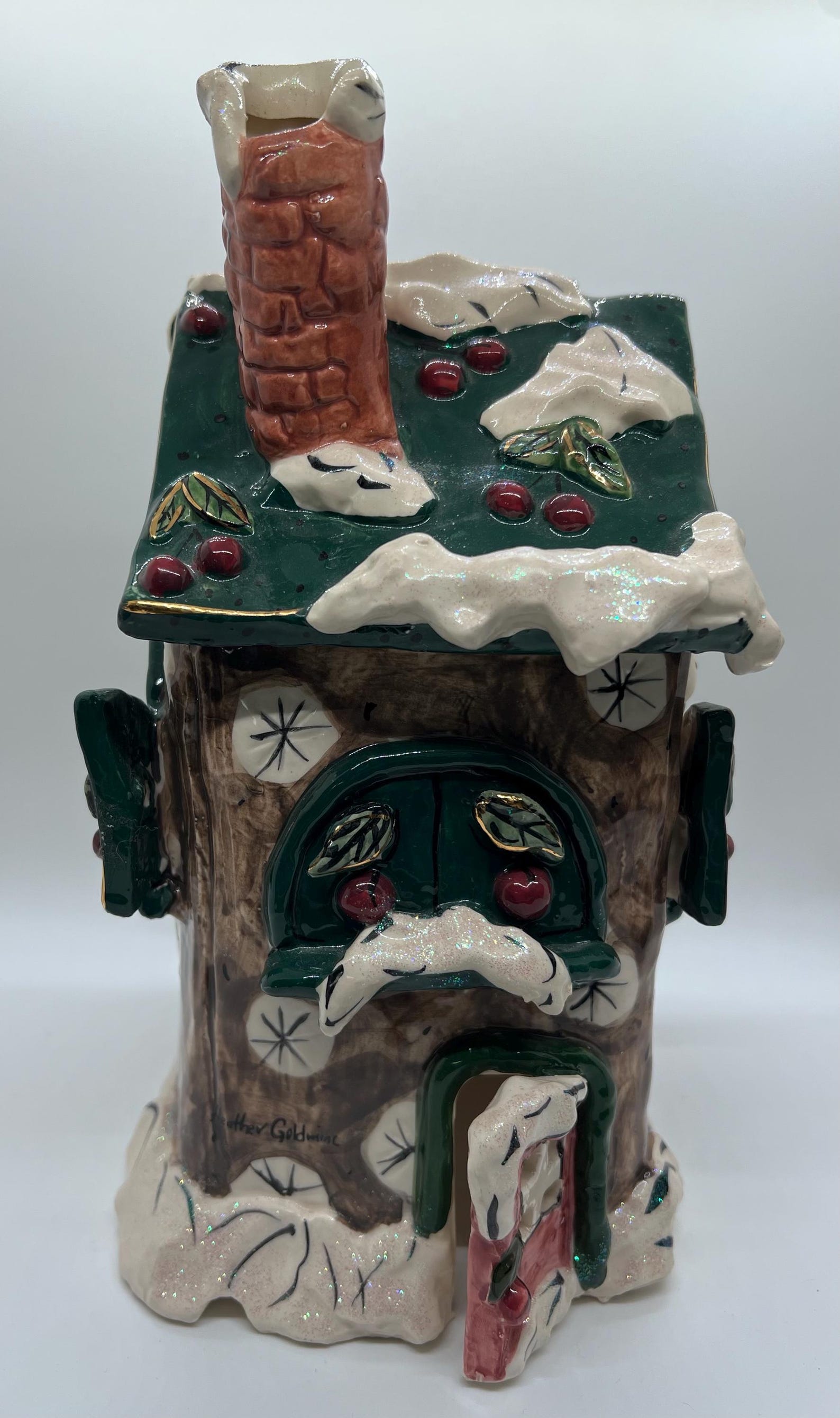 Blue Sky Clayworks “the Cherry Tree Inn” Heather Goldminc Tea Light ...