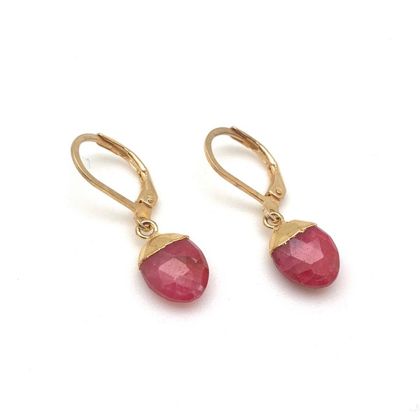 Gold Ruby Earrings - Etsy