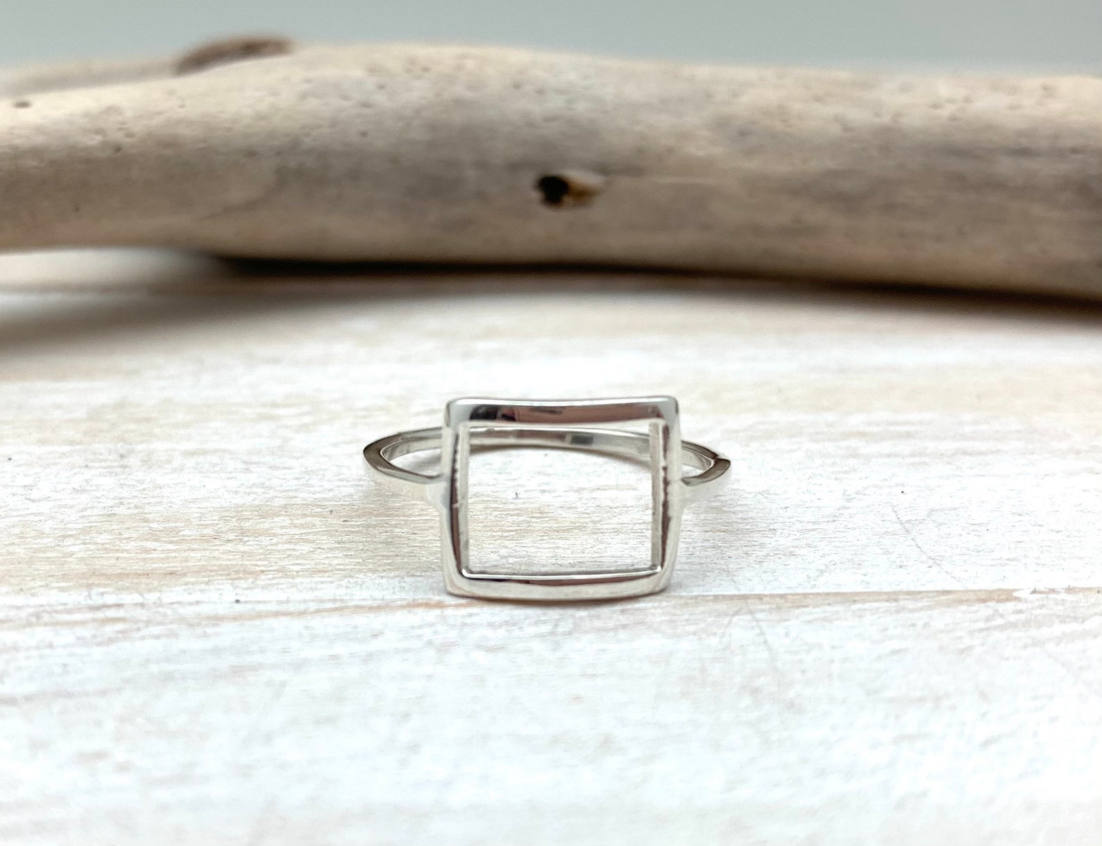 Open Square Silver Ring / Square Silver Ring / Geometric Ring | Etsy