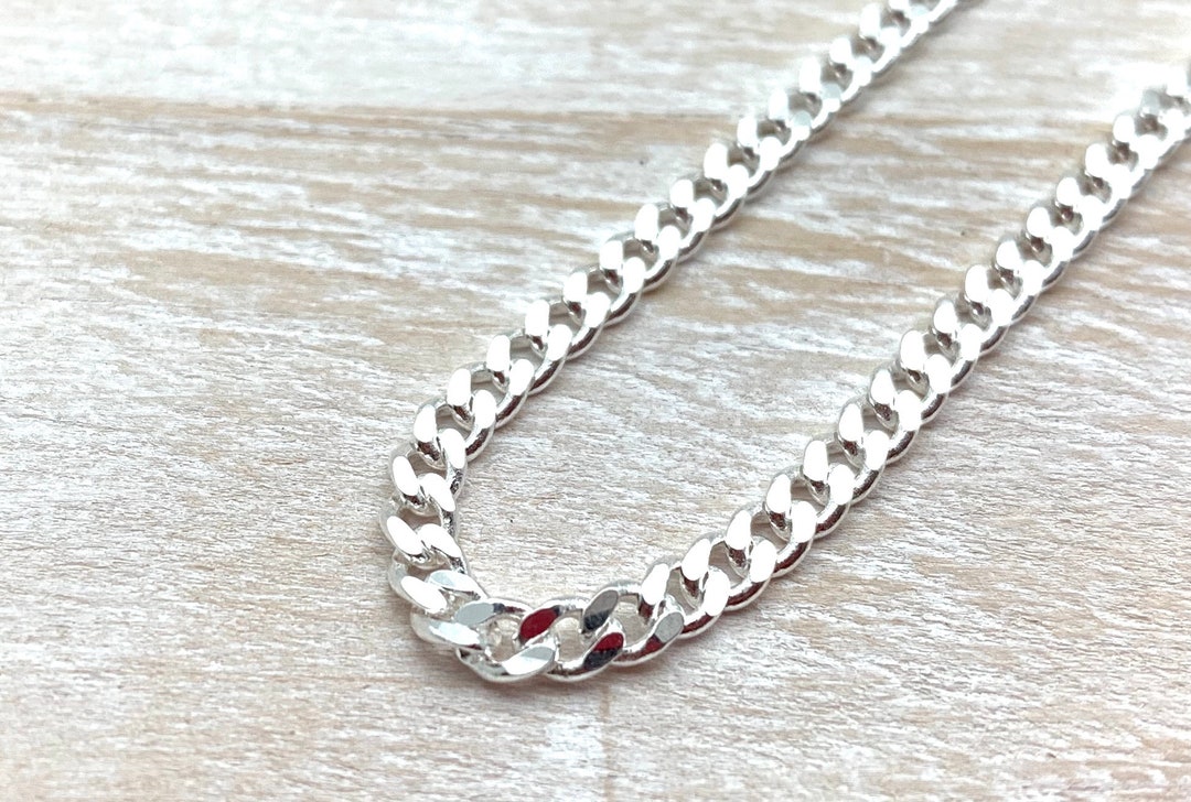 Silver Curb Chain 3mm / Small Curb Chain 080 / Men's Silver Chain ...