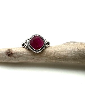 Ruby Silver Ring / Ruby Square Sterling Ring / Natural Ruby / July Birthstone / Pink Ruby ...