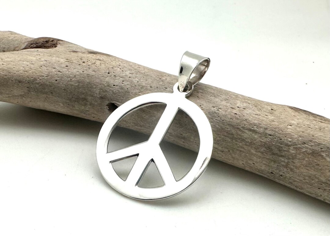 Peace Sign Silver Pendant 25mm / Peace Sign Pendant / Peace / 925 ...