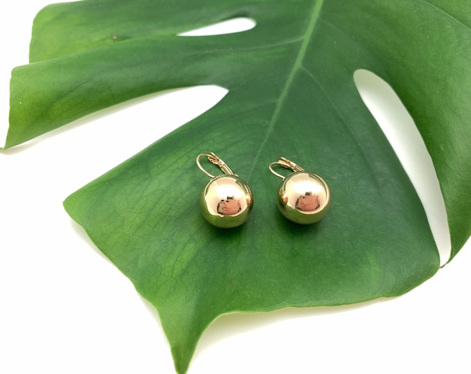 Gold Large Ball Drop Earrings - 15mm Gold Ball Earrings - Best Seller ...