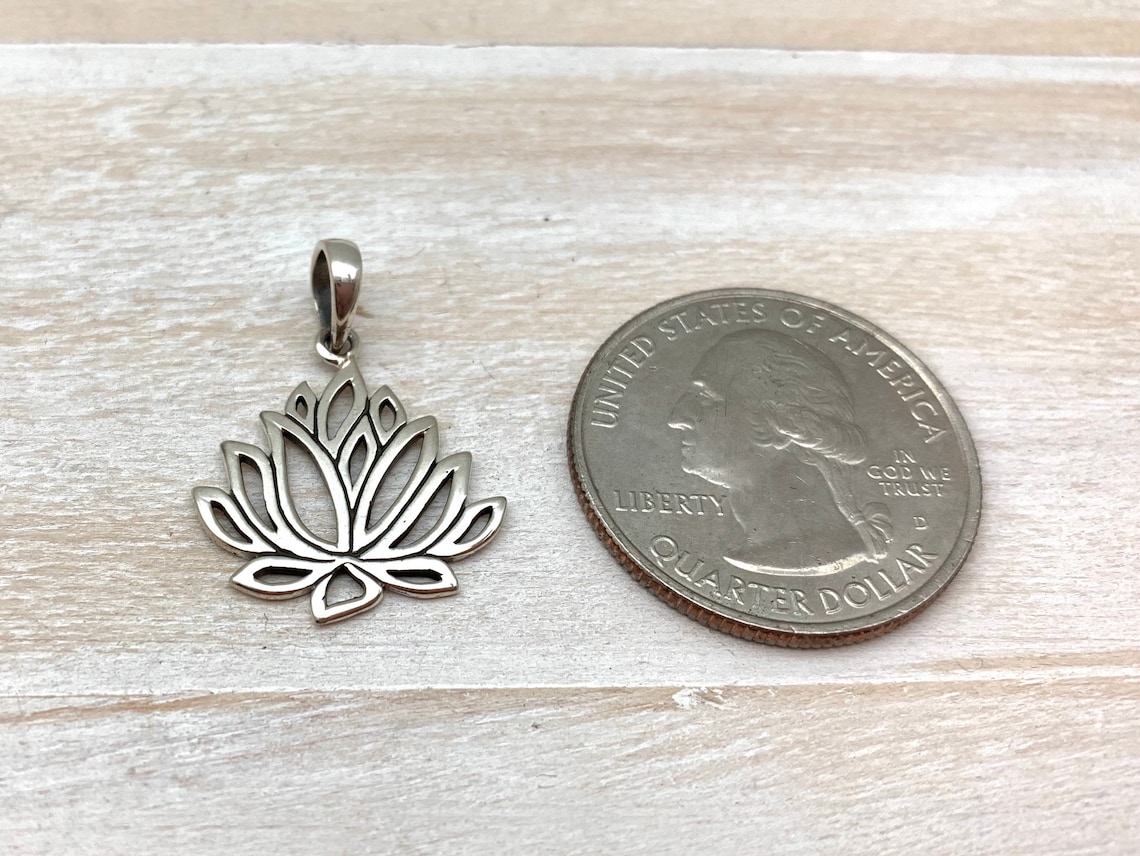 Small Lotus Flower Silver Pendant / Lotus Cutout Silver | Etsy