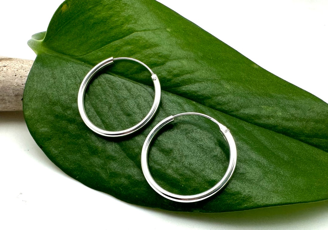Medium 25mm Endless Hoop Earrings - Medium 25mm, 2mm Gage Silver Hoops ...