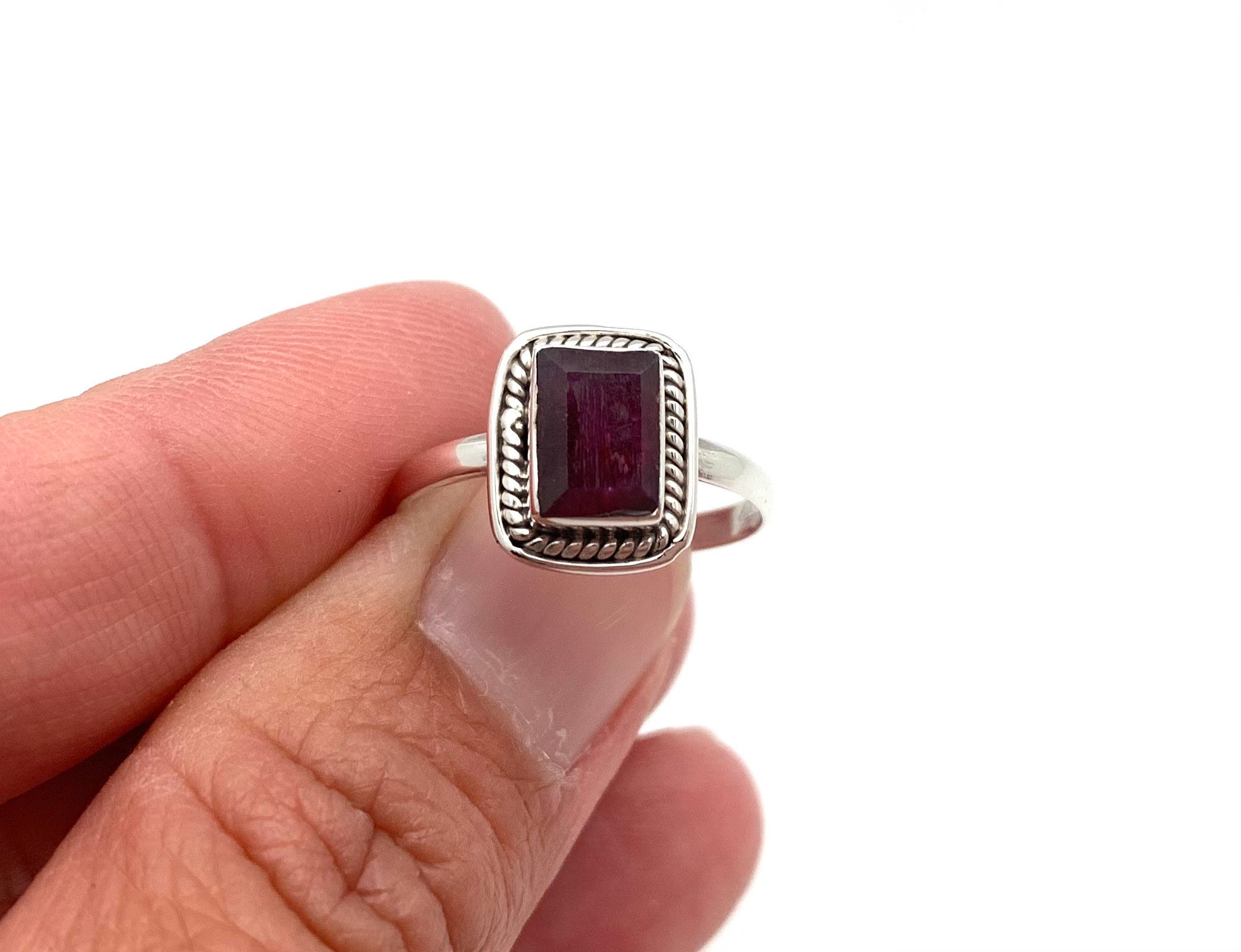 Ruby Silver Ring / Dark Ruby Sterling Ring / Natural Ruby / | Etsy