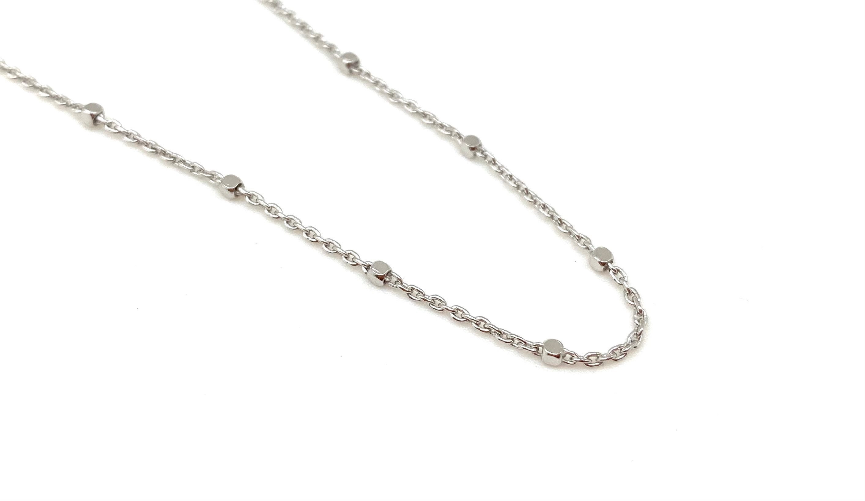 Silver Bead Station Chain 15 to 20 // 1.7mm Square Bead - Etsy