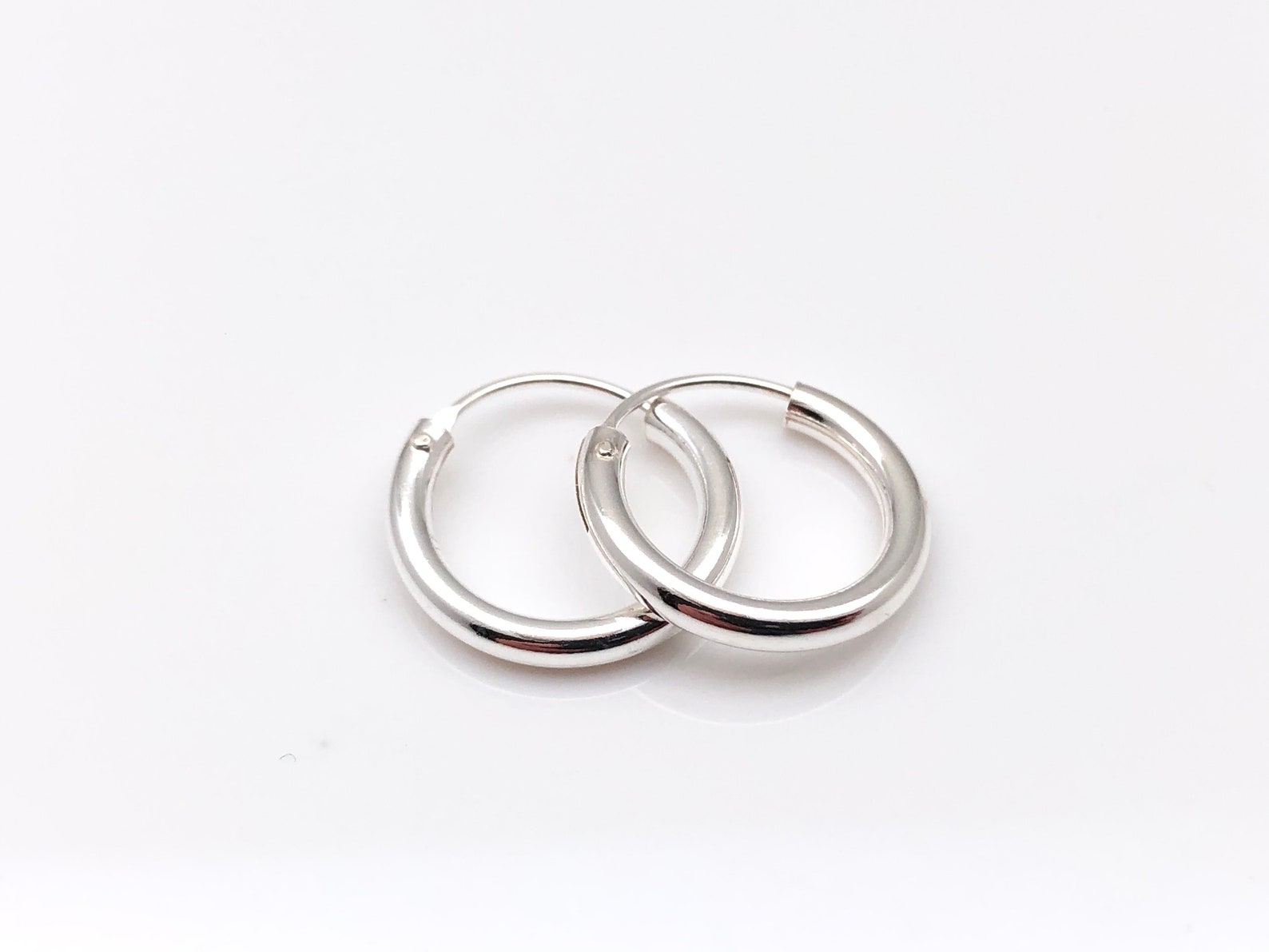 Small 12mm Endless Hoop Earrings - 12mm X 2mm Small Silver Hoops ...