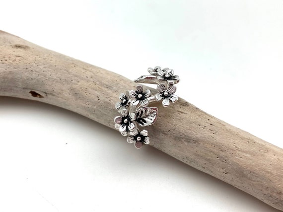Flower Vine Silver Ring / Flower Leaf 3D Ring / Daisy Silver | Etsy