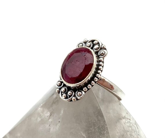 Ruby Silver Ring / Ruby Sterling Ring / Natural Ruby / July | Etsy