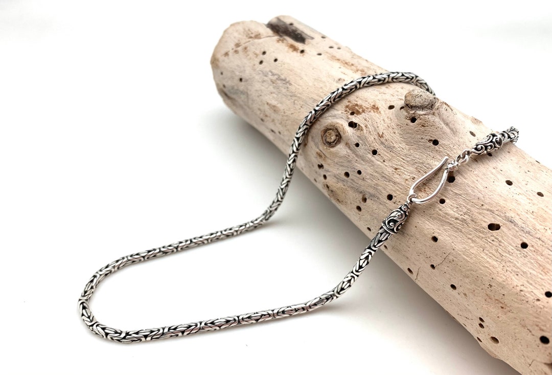 Silver Byzantine Bali Chain / 925 Sterling Bali Chain 3mm / Oxidized ...