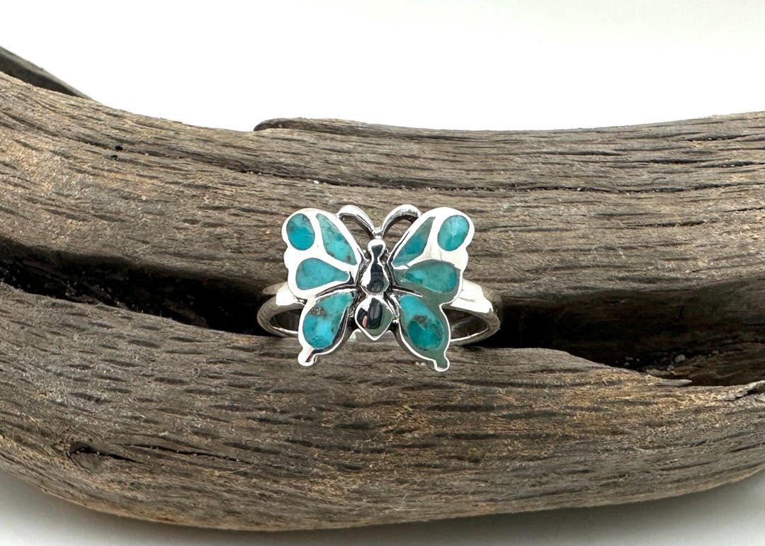 Butterfly Turquoise Silver Ring 4-10 / Butterfly Natural Blue Turquoise ...