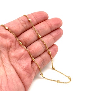 Gold Bead Station Chain 16", 18", 20" // 2.5mm Square Bead // Gold ...