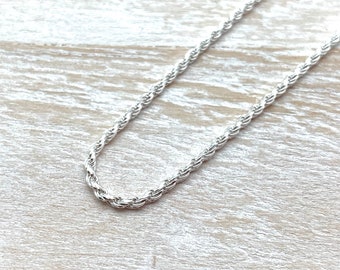 925 Sterling Silver 1.2mm Rope Chain Necklace 16 18 20 22 24 26 28 30 ...