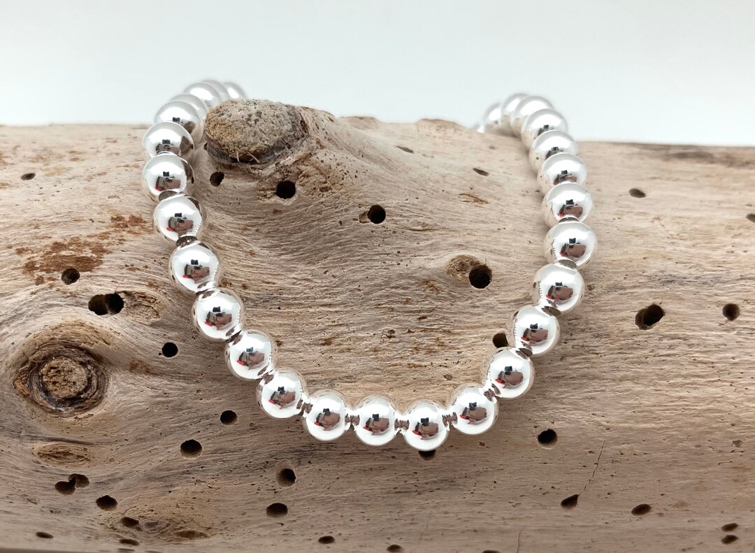 Silver Ball Bracelet 5mm / Medium Ball Silver Bracelet 7” 8” / Classicl ...