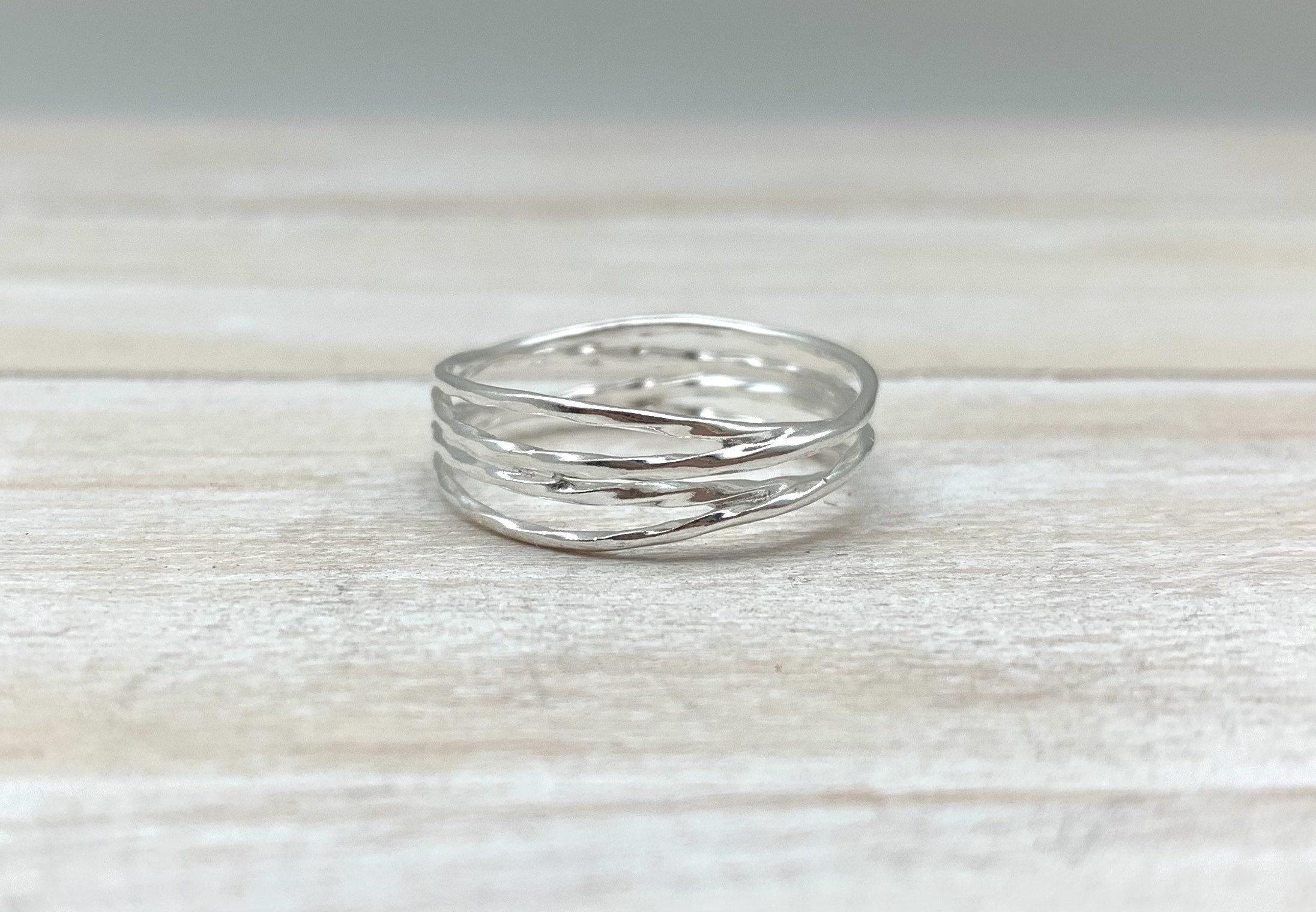 Multi-band Silver Ring // Multi Band Sterling Ring Size 7 8 | Etsy