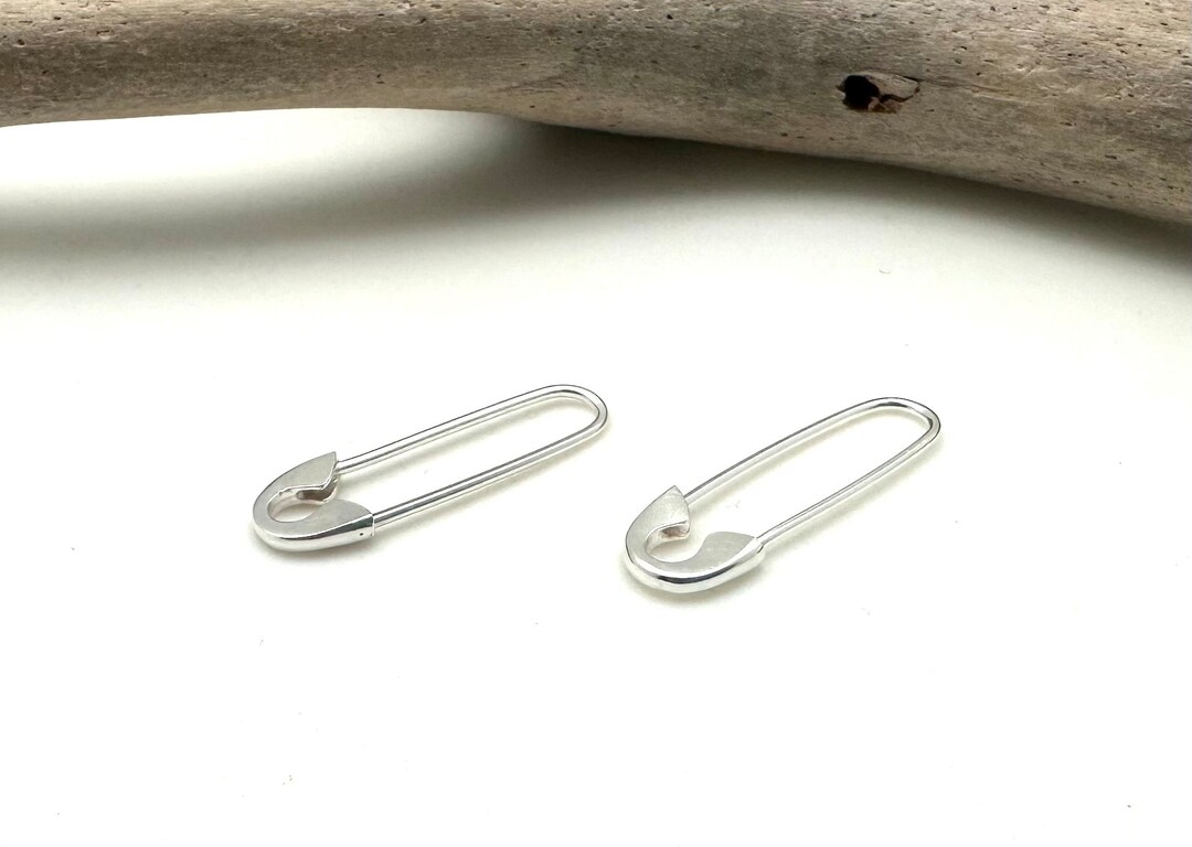 Sterling Silver Safety Pin Threader Earrings - Whimsical Stick Post ...