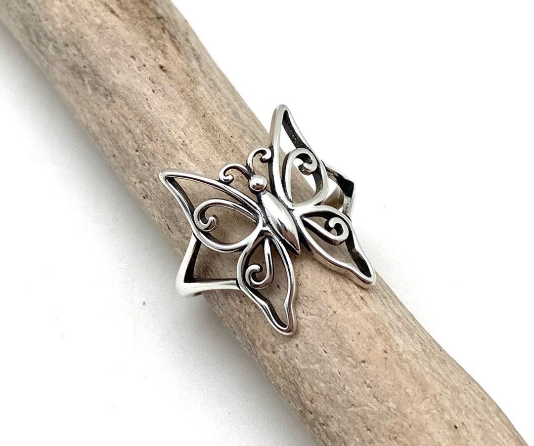 Butterfly Silver Ring 4-10 / Butterfly Wrap Ring / Open Wings Butterfly ...