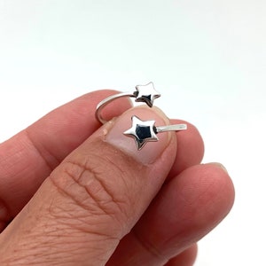Stars Silver Wrap Ring / Little Two Star Silver Ring / Celestial Ring ...