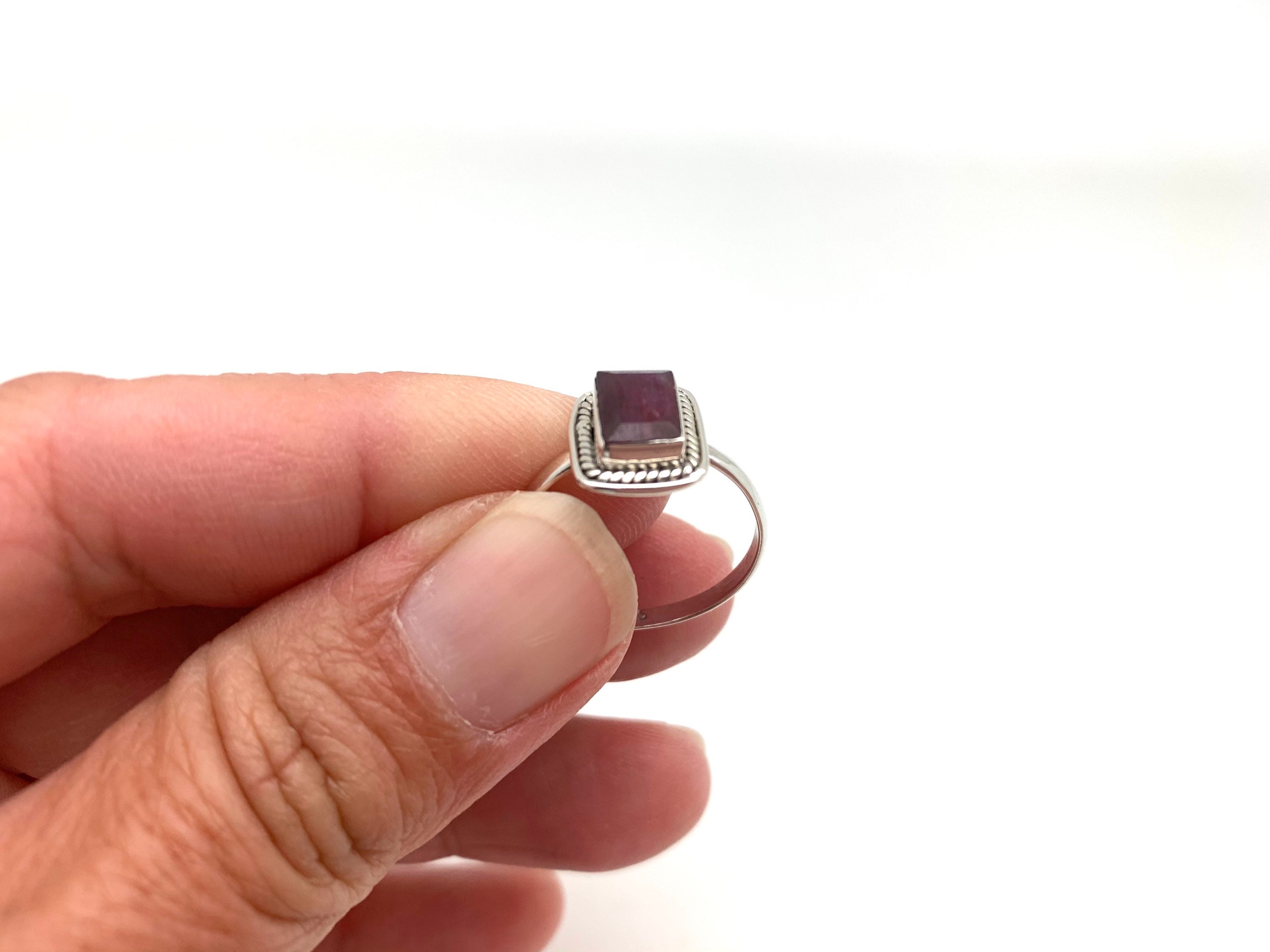 Ruby Silver Ring / Dark Ruby Sterling Ring / Natural Ruby / | Etsy