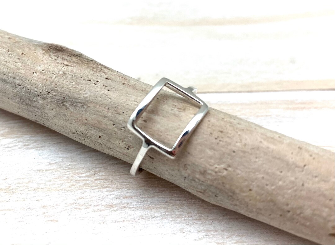 Open Square Silver Ring / Square Silver Ring / Geometric Ring / Square ...