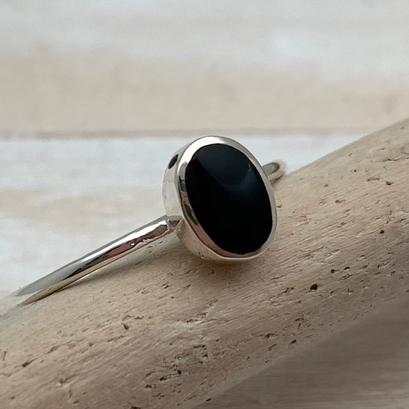 Silver and Onyx Ring - Etsy