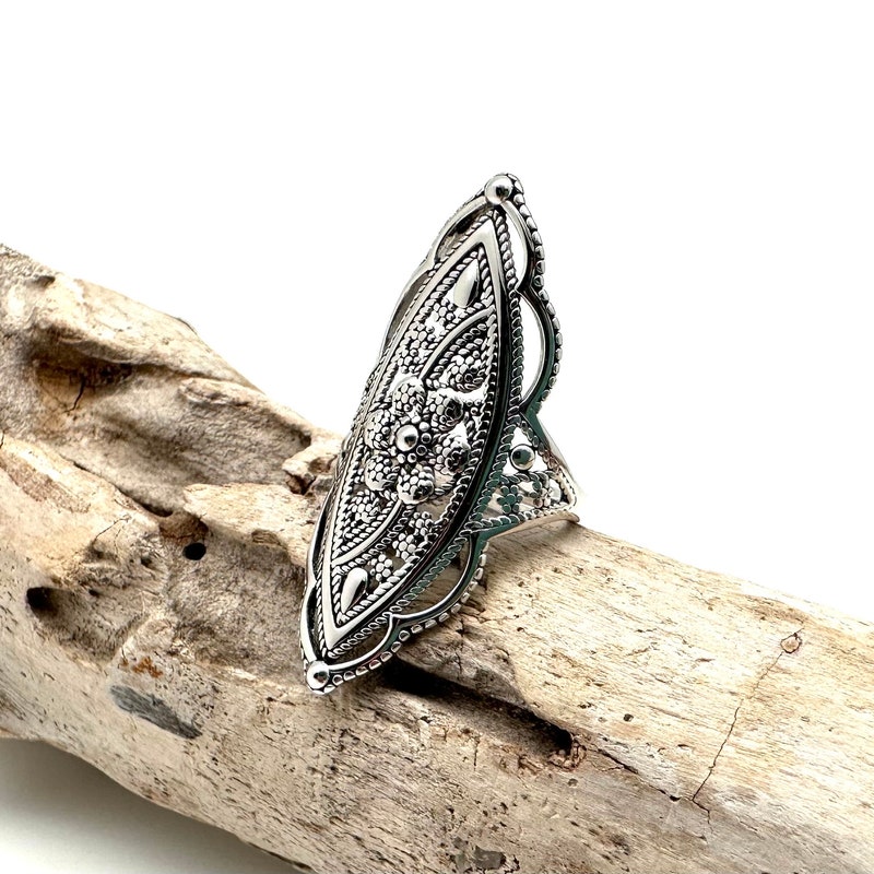 Long Silver Ring - Etsy
