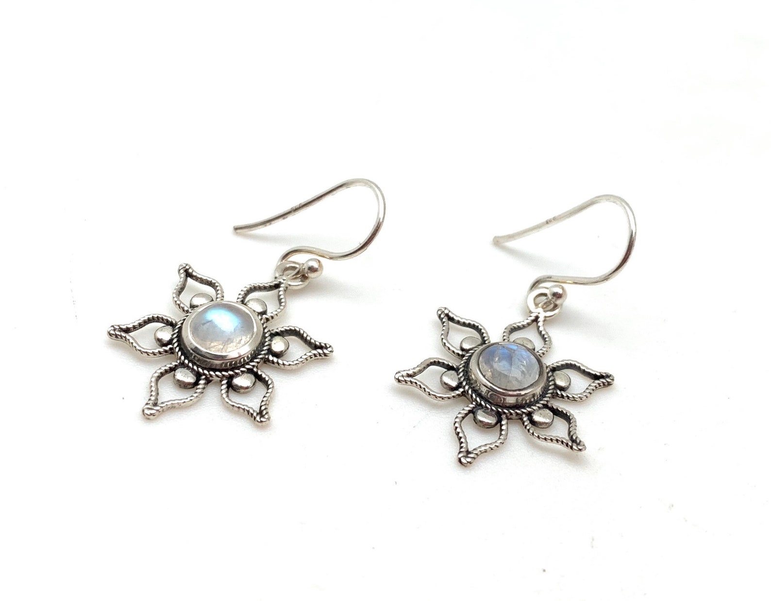 Flower Moonstone Earrings / Moonstone Flower Mandala Earrings - Etsy