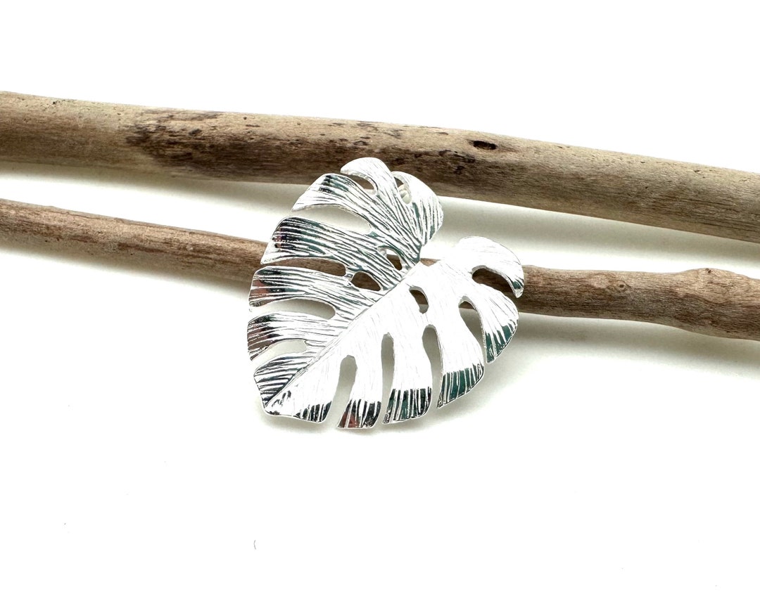 Monstera Leaf Silver Pendant / Sterling Monstera Leaf Pendant / Tropical Leaf / Small Monstera ...