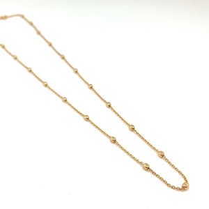 Gold Bead Station Chain 16", 18", 20" // 2.5mm Square Bead // Gold ...