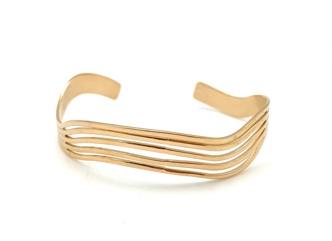 Gold Wave Cuff / Gold Fill Wave Cuff / Gold Cuff / Gold Multi Chevron ...