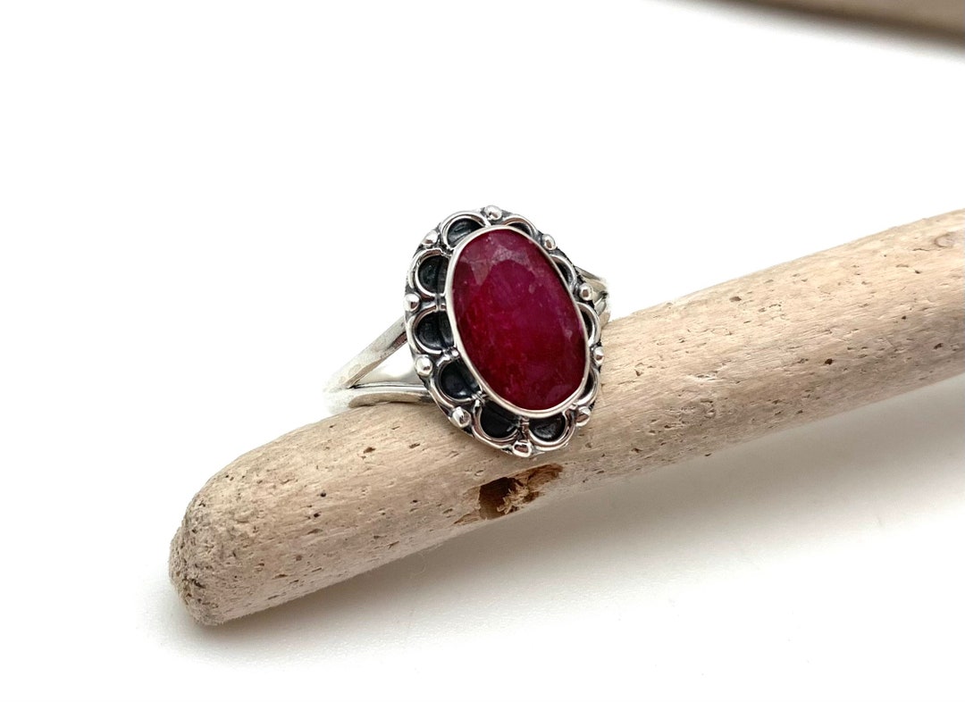 Ruby Silver Ring / Ruby Bali Ring / Natural Ruby / July Birthstone ...