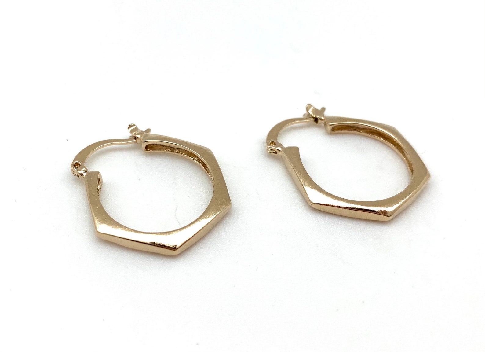 Gold Geometric Hoop 23mm / Gold Small Snap Post Hoop Earrings - Etsy