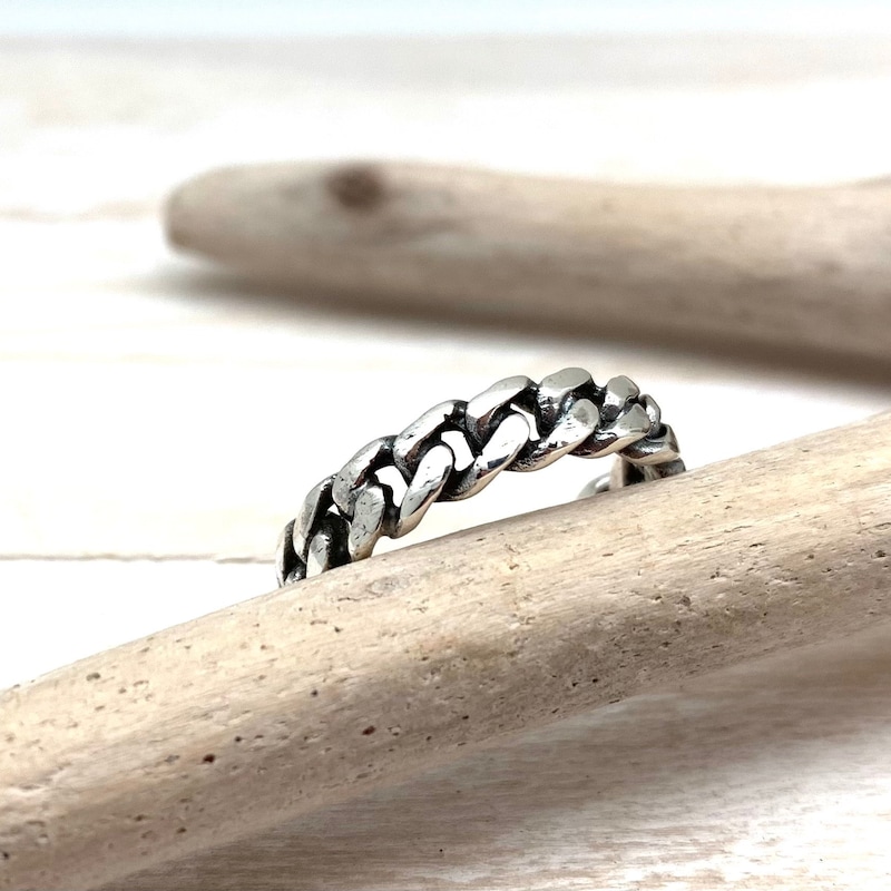 Silver Chain Ring - Etsy