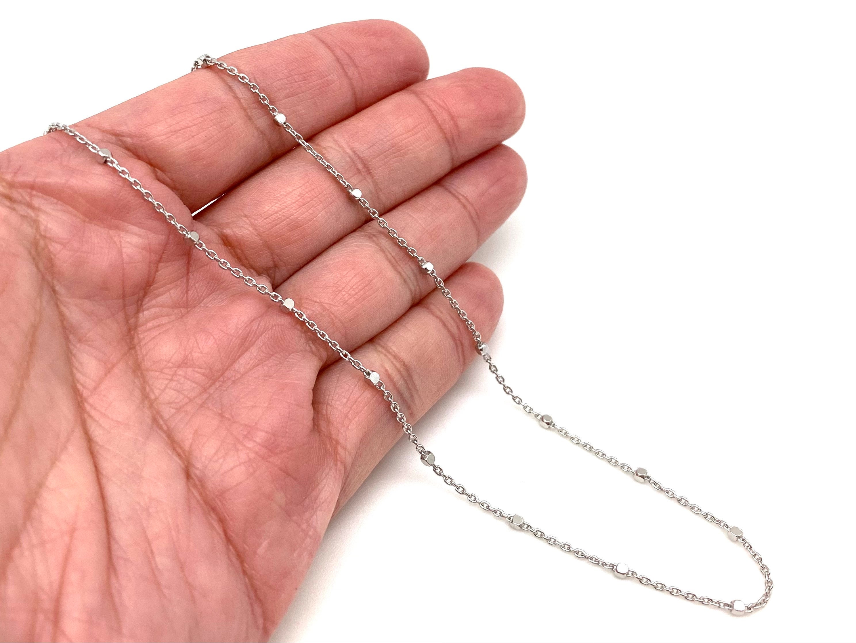 Silver Bead Station Chain 15 to 20 // 1.7mm Square Bead - Etsy