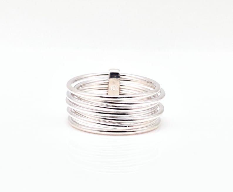 Seven Band Silver Ring // 7 Band Silver Ring // Multi-band Silver Ring ...