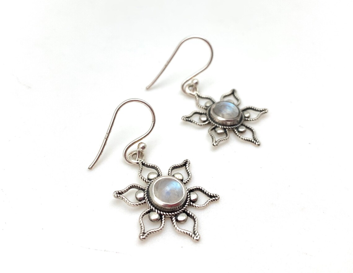 Flower Moonstone Earrings / Moonstone Flower Mandala Earrings ...