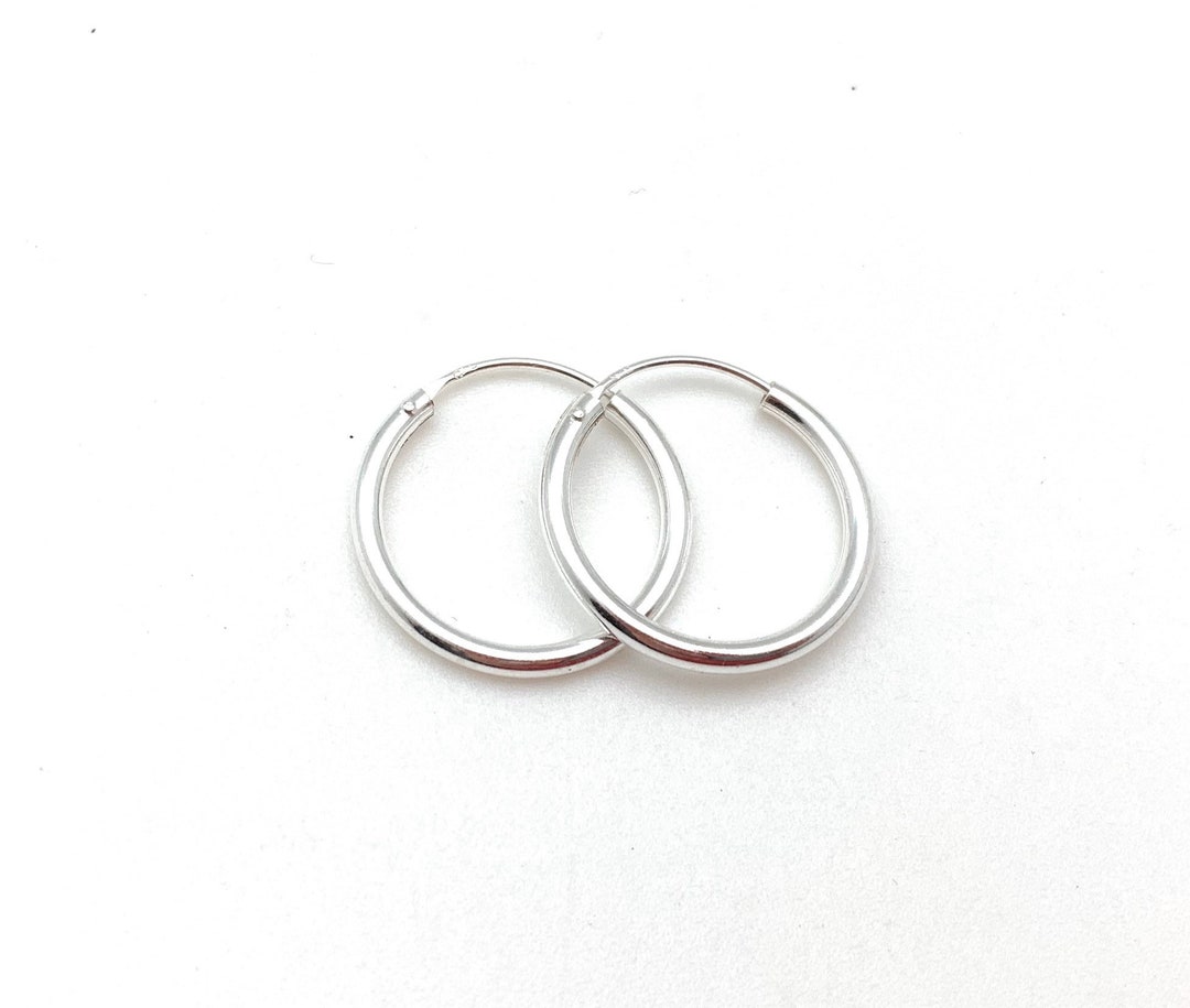 Small 18mm Endless Hoop Earrings - 18mm X 2mm Small Silver Hoops ...