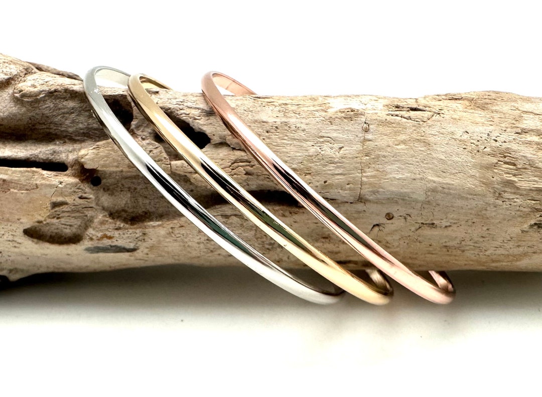 Tricolor Bangle Bracelets Skinny 3mm - Best Seller Rose, Gold, Silver ...
