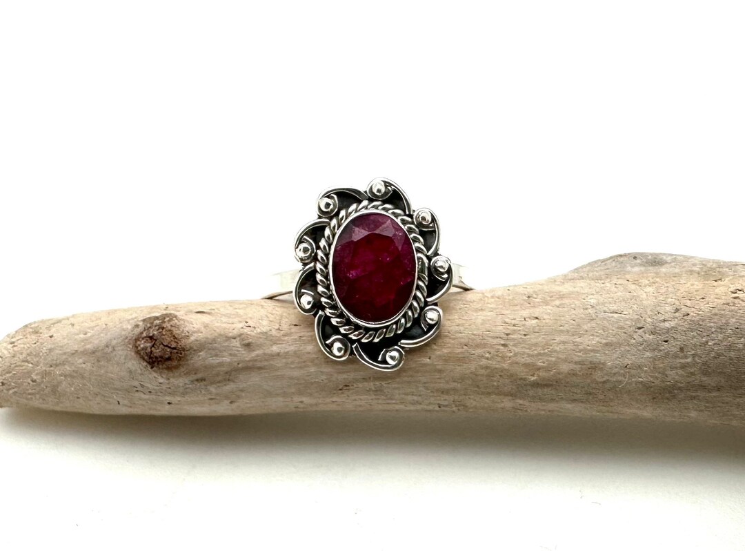 Ruby Silver Ring / Ruby Bali Ring / Natural Ruby / July Birthstone ...