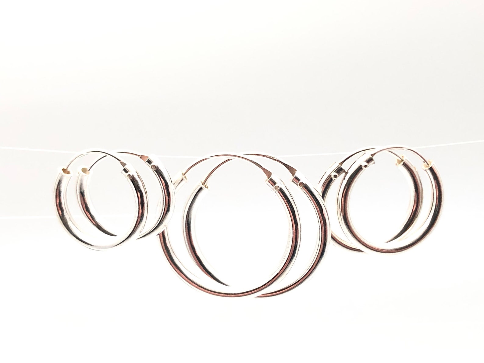 Small 12mm Endless Hoop Earrings - 12mm X 2mm Small Silver Hoops ...