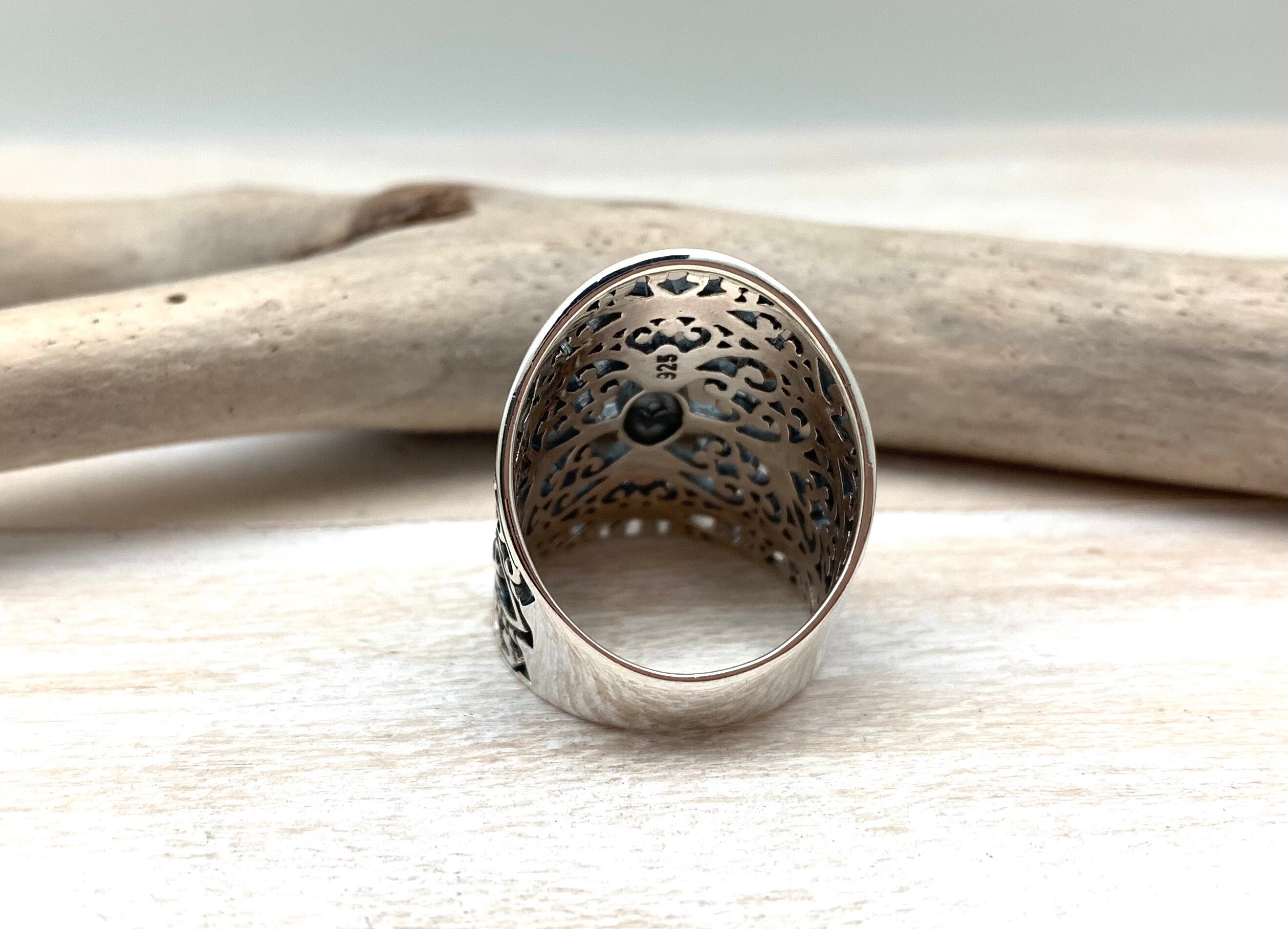 Silver Vintage Inspired Ring / Silver Heart Scroll / Silver - Etsy