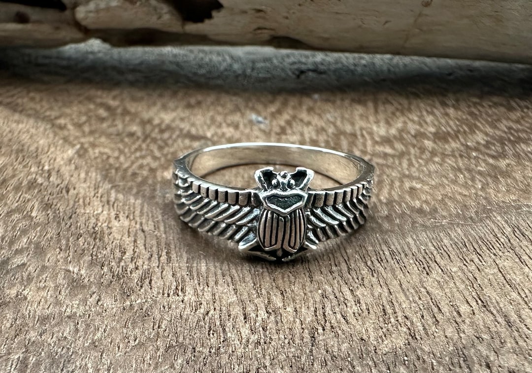 Scarab Silver Ring 6-10 / Scarab Open Wings Ring / Protective Egyptian ...