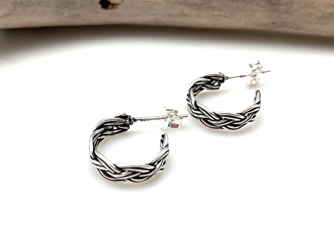 Small 13mm Post Hoops - Small Weave Hoops - Basket Weave Hoops - Small ...