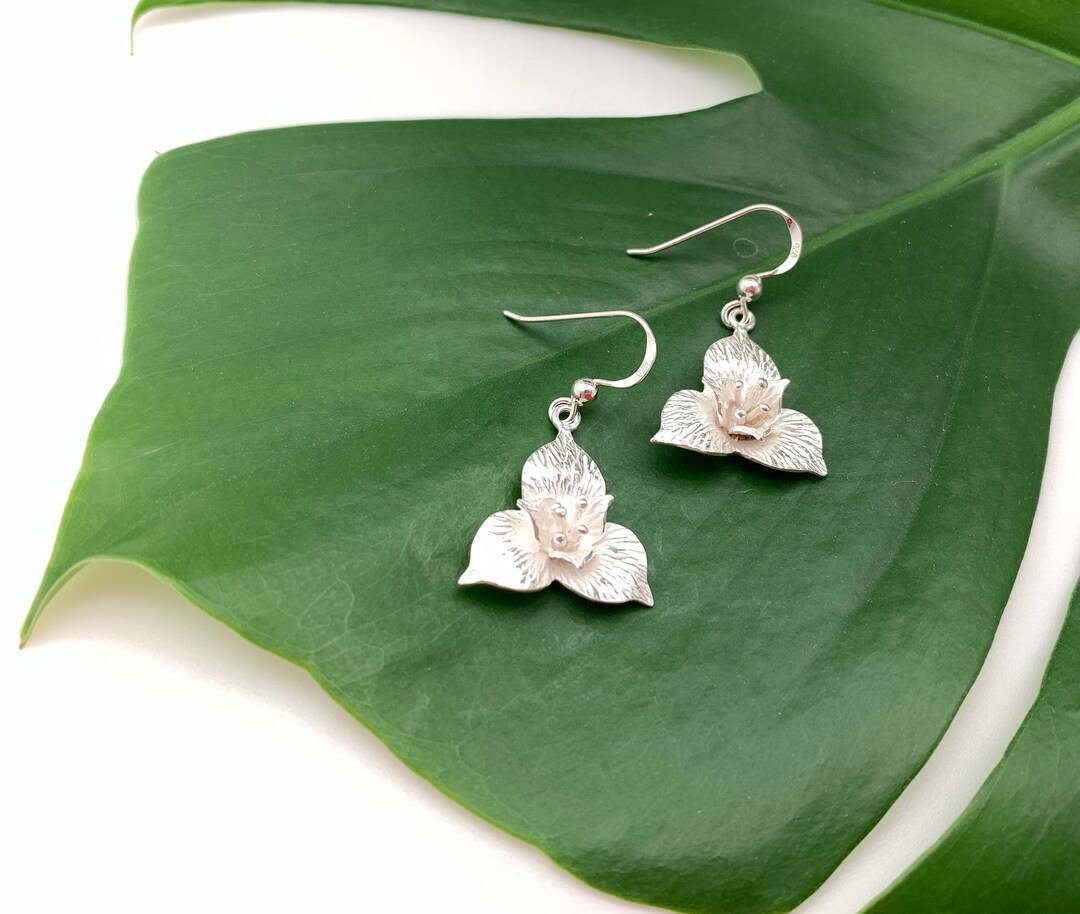 Orchid Silver Flower Earrings / Sterling Flower Earrings / Orchid ...