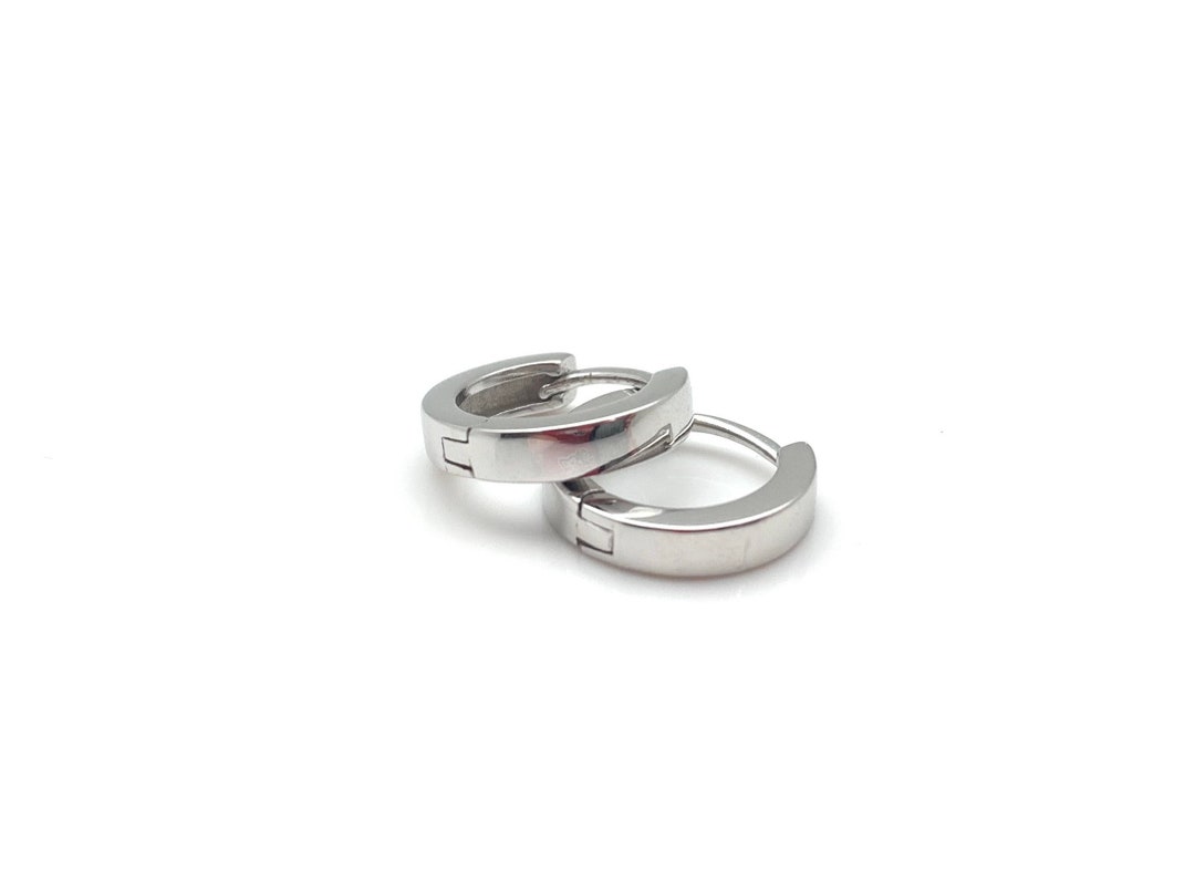 Small Modern Silver Hoops - 16mm Silver Huggie Earrings - 16mm X 3mm ...