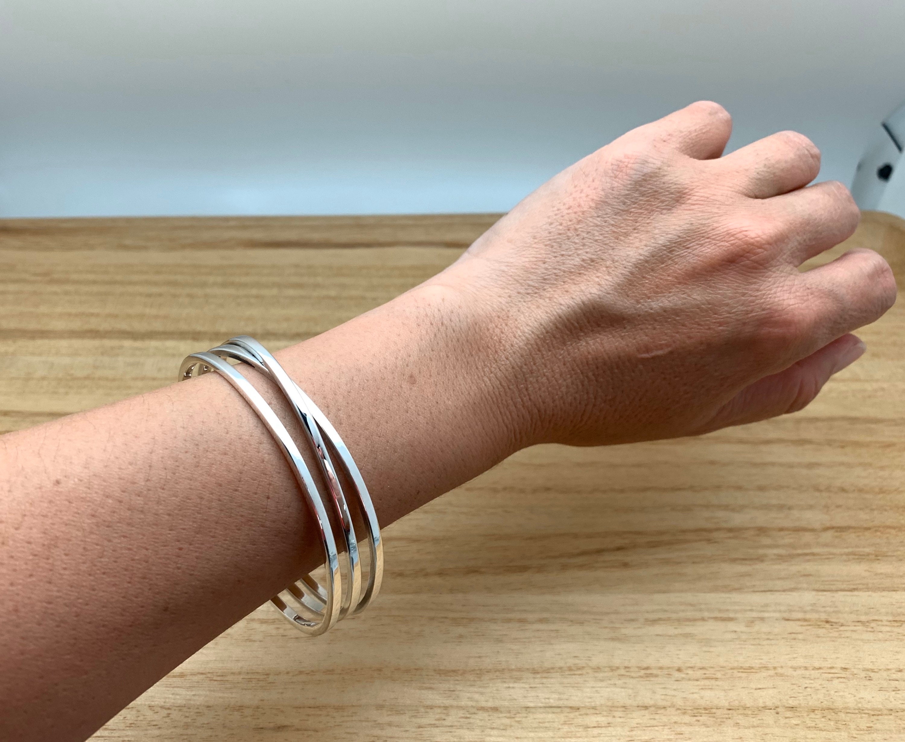 Modern Silver Cuff / Multi Band Cuff / Stripe Silver Bangle / - Etsy UK
