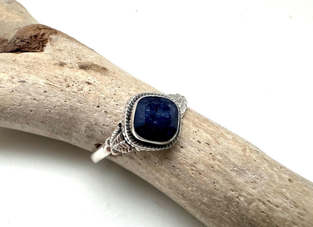 Sapphire Silver Ring 5, 6, 10 / Blue Sapphire Sterling Ring / Natural ...