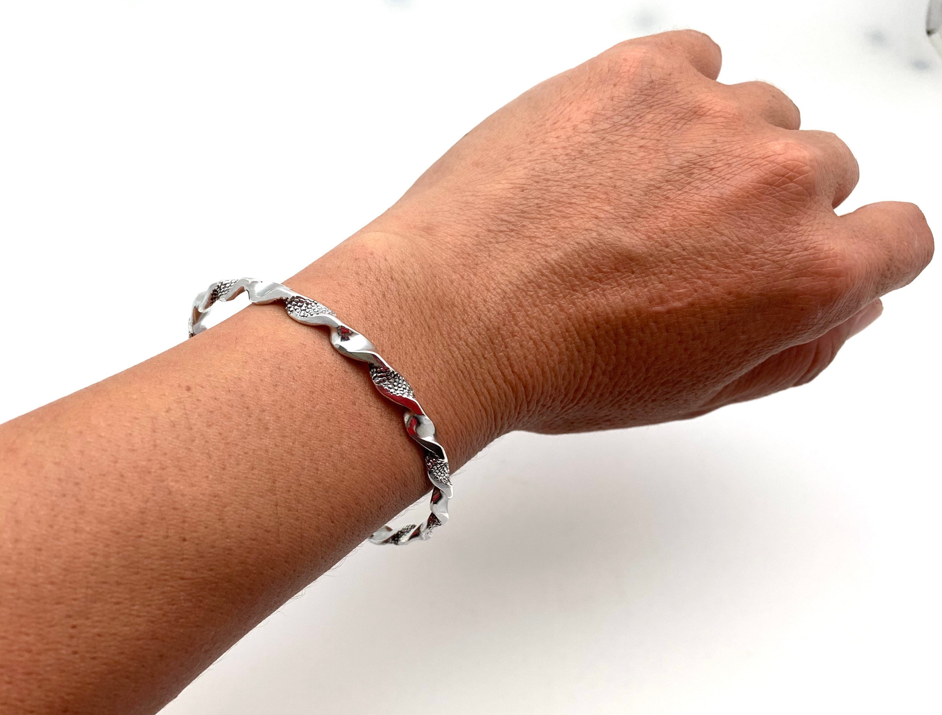 Silver Wave Cuff / Simple Silver Cuff / Twisted Sterling | Etsy